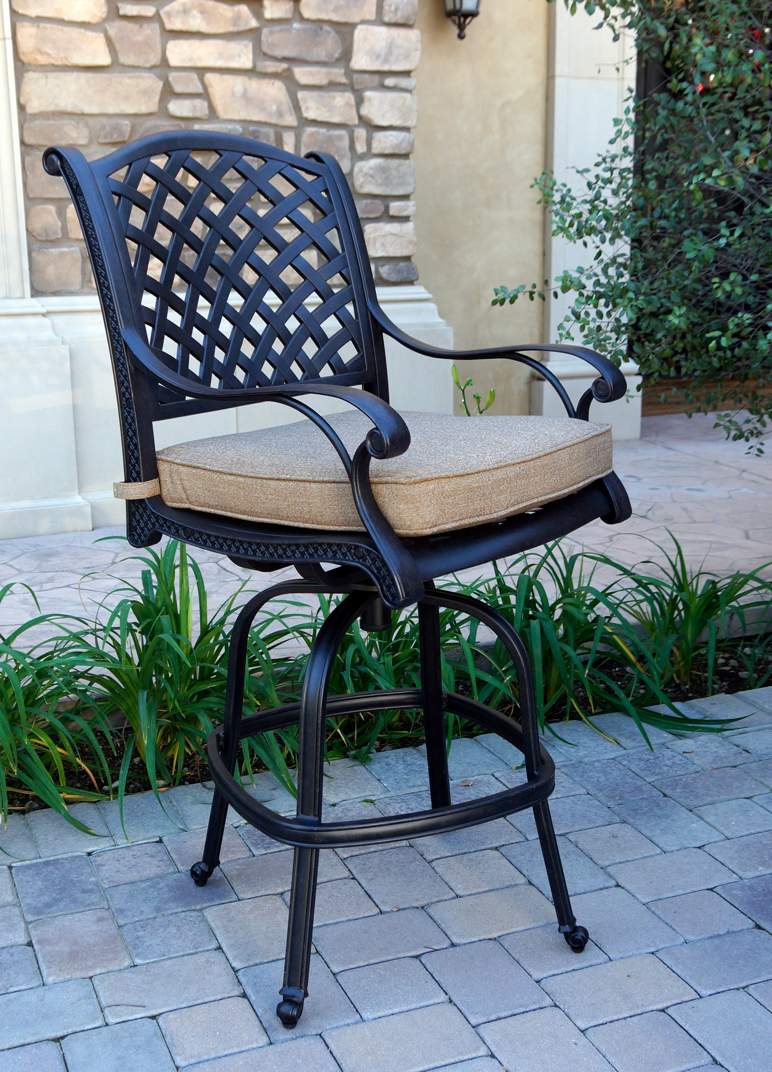 Darlee Nassau Cast Aluminum Swivel Bar Stool DL13-7 - Antique Bronze ...