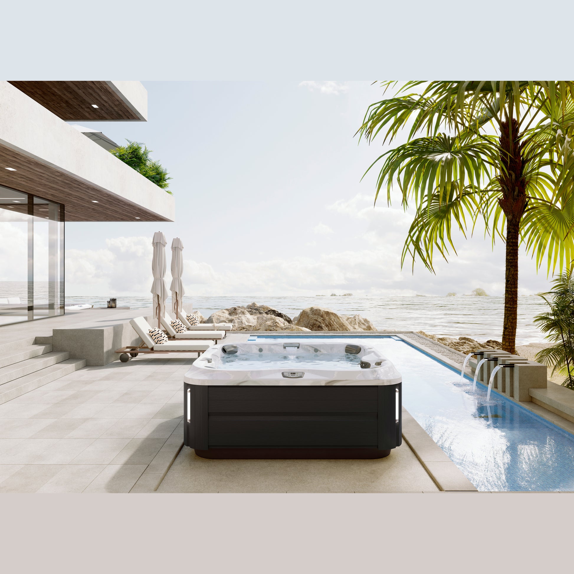 Jacuzzi® J-385™ Hot Tub Package - Platinum Smoked Ebony – CALWEST